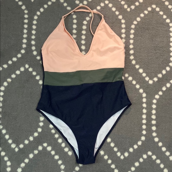 Cupshe | Swim | Colorblock Halter Onepiece Swimsuit | Poshmark